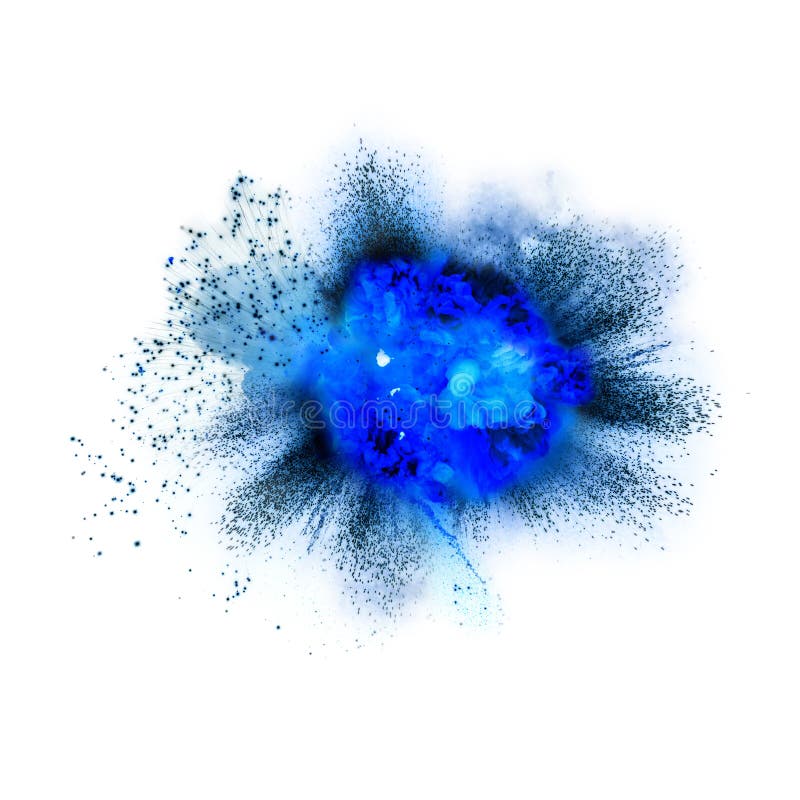 Realistic Blue Fiery Explosion With Sparks Over A White Background ...