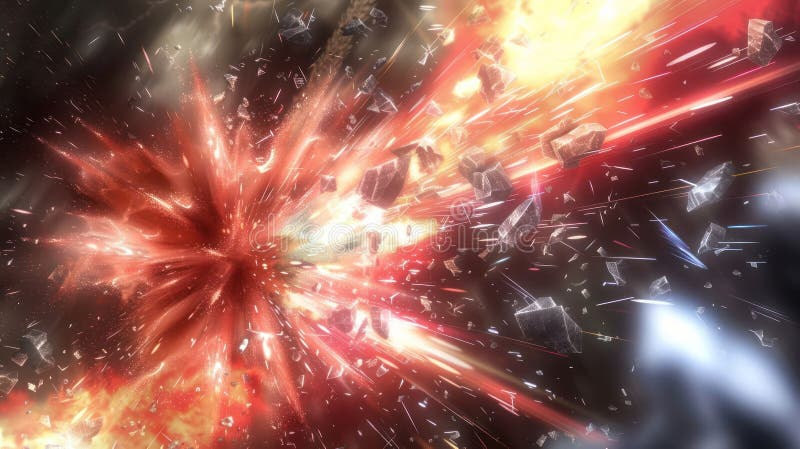 Cosmic Explosion: Fiery Debris and Glowing Nebula in Space Stock ...