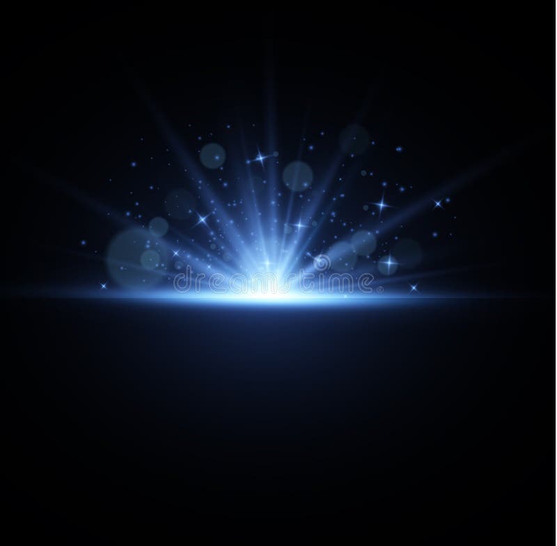 Explosion Sun Blue Glitter Spark, Flash Light Star Stock Illustration ...