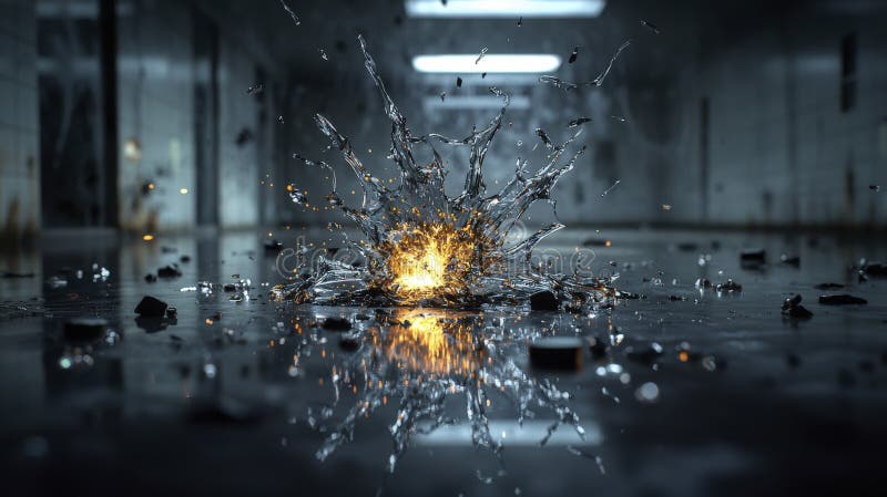 Explosion of Light Shattering Silence Abandoned Hallway Action Scene ...