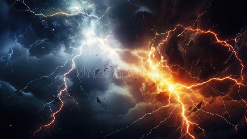 Explosion Lightning Collision Powerful Stock Illustration ...