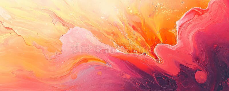 An Explosion of Liquid Paints in Sunset Colors, Including Orange, Pink ...