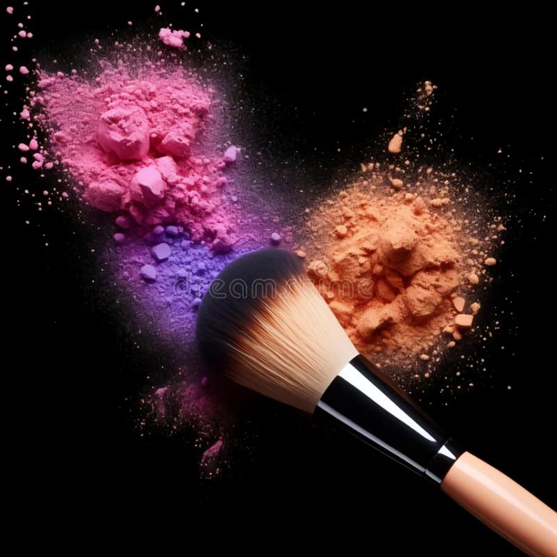 Explosion of Make-up Powder Isolate on Black Stock Photo - Image of ...