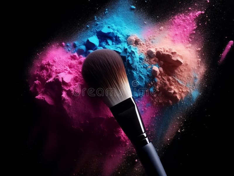 Explosion of Make-up Powder Isolate on Black Stock Photo - Image of ...