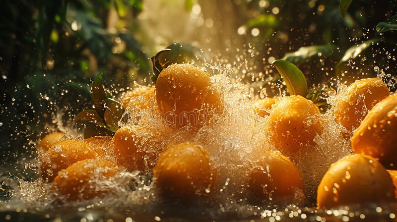 Explosion of Mangos 3D Flow Stock Illustration - Illustration of ...