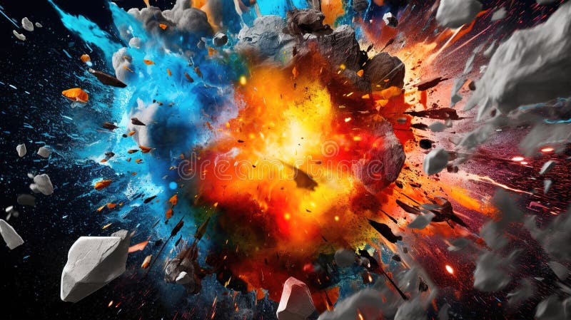 An Explosion Meteor in Space, Broken Stone, Ai Generated Image Stock ...