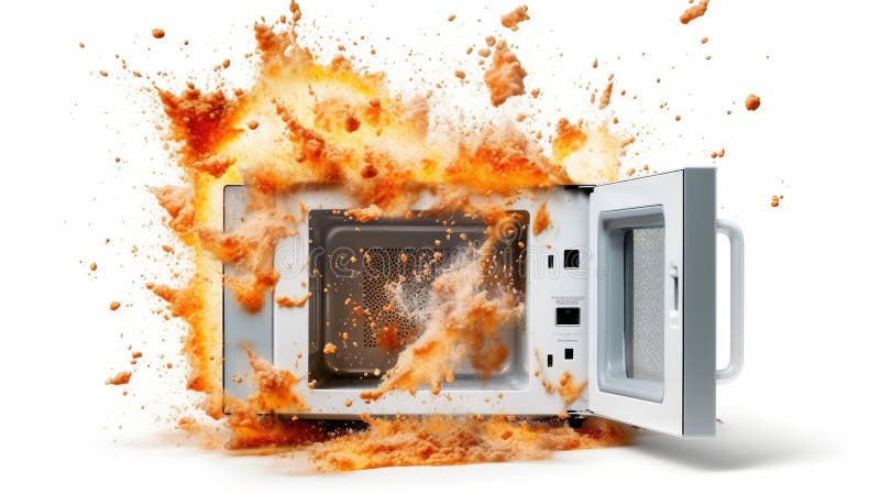 Explosion in the Microwave Oven. Generative AI Stock Illustration ...