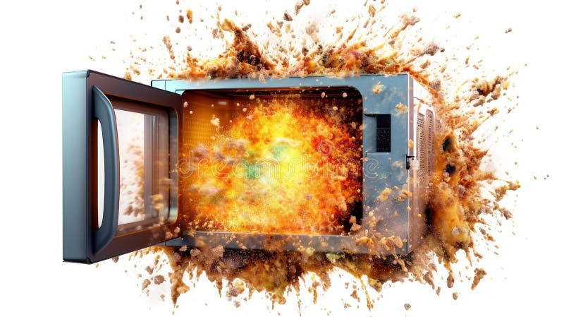 Explosion in the Microwave Oven. Generative AI Stock Illustration ...