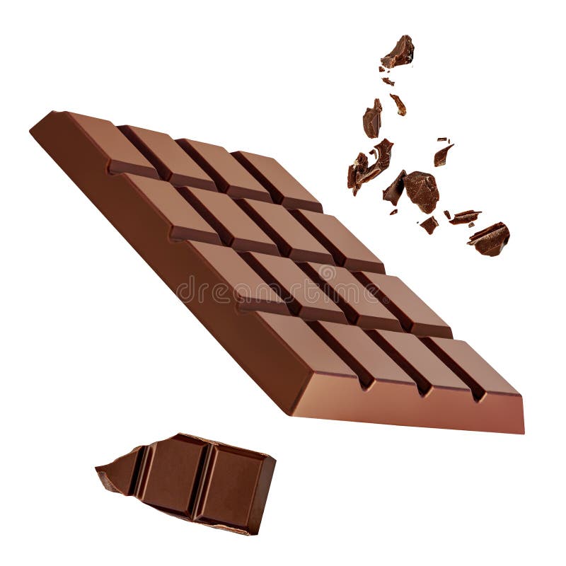 Explosion Milk Chocolate Bar Isolated White Dark Flying Crumbs Air ...