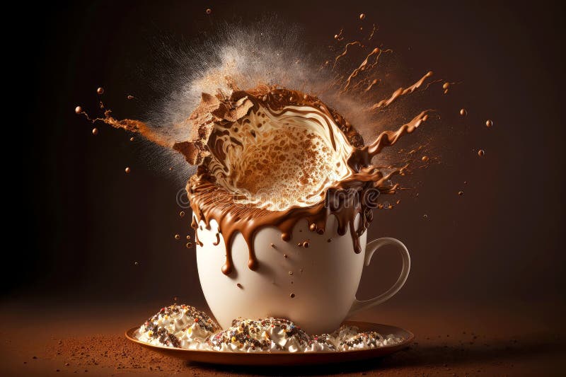 Explosion of Milk Hot Chocolate with Chocolate Splash Stock ...