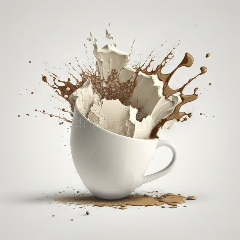 Milky Coffee Cup Explosion. Generative AI Stock Illustration ...