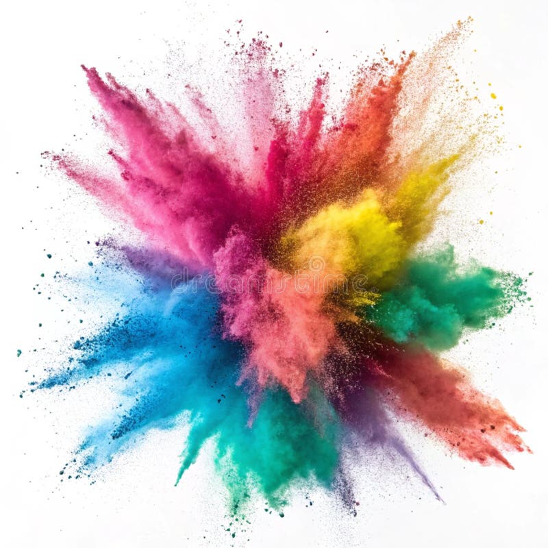 Explosion of Mix-colored Powder Isolated on Transparent Background ...