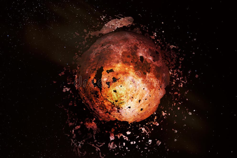Explosion of the Moon in Space. Stock Illustration - Illustration of ...