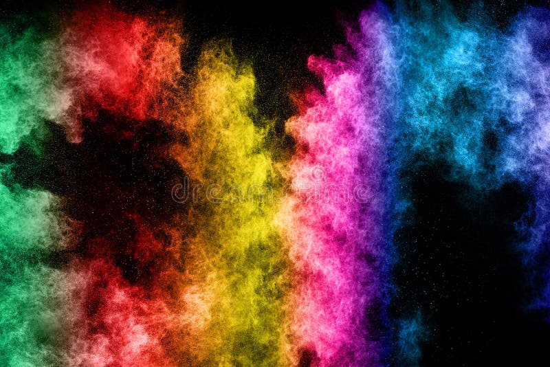 Explosion Of Rainbow Color Powder On White Background. Stock Photo ...