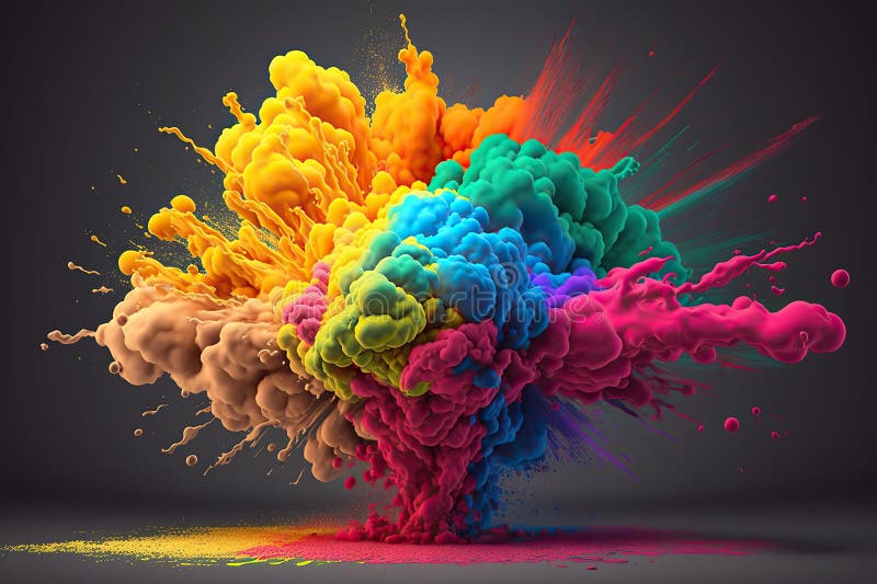Explosion of Multi-colored Powder on a Black Background. Generative AI ...