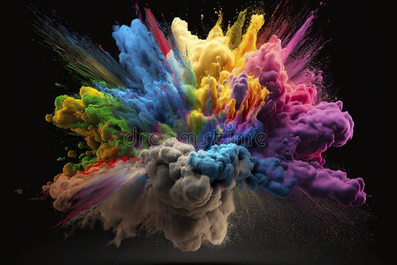 Explosion of Multi-colored Powder. Generative AI Stock Illustration ...