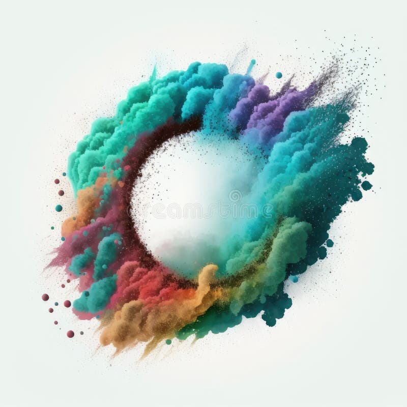 Explosion of Multicolor Powder Color in Circle Shape with Background ...