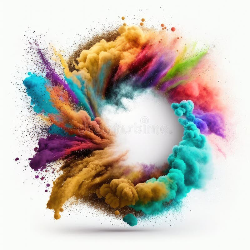 Explosion of Multicolor Powder Color in Circle Shape with Background ...