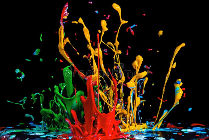 Explosion of Multicolored Paint Caused by Sound, on Black Background ...