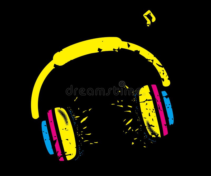 Explosion Music Headset Graffiti Color Vector Illustration Stock Vector ...