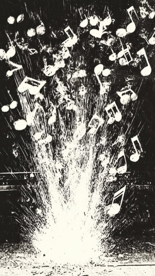 Explosion of Musical Notes in Monochrome Abstraction Stock Illustration ...
