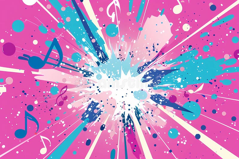 Explosion of Musical Notes with Radiating Sparkles Stock Illustration ...