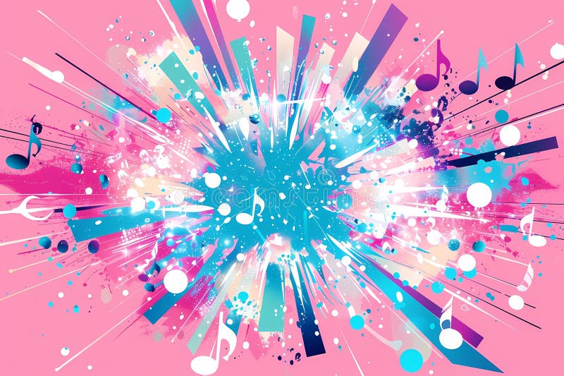 Explosion of Musical Notes with Radiating Sparkles Stock Illustration ...