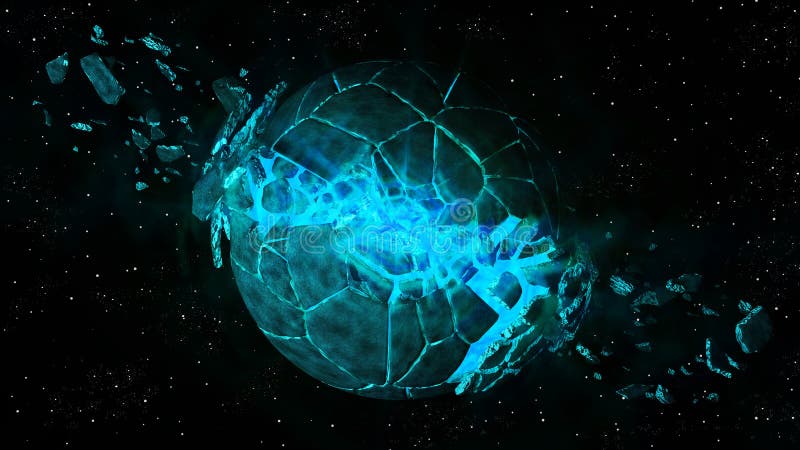 Explosion of Mystery Blue Planet Stock Illustration - Illustration of ...