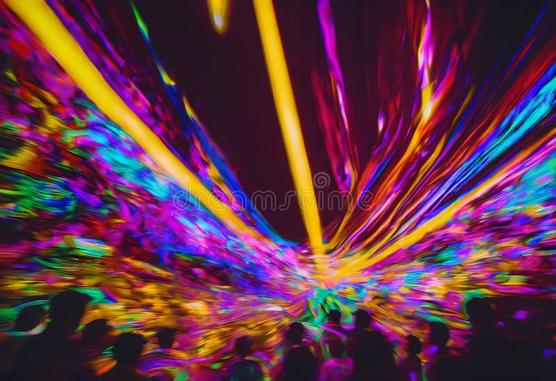 Explosion of Neon Lights at Dynamic Concert Event with Captivated ...