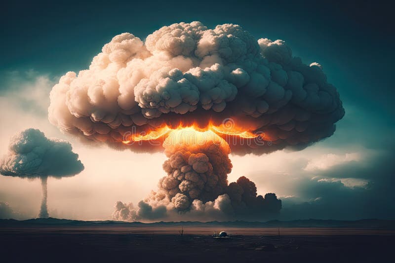 Explosion Nuclear Bomb, Ai Generative Stock Illustration - Illustration ...