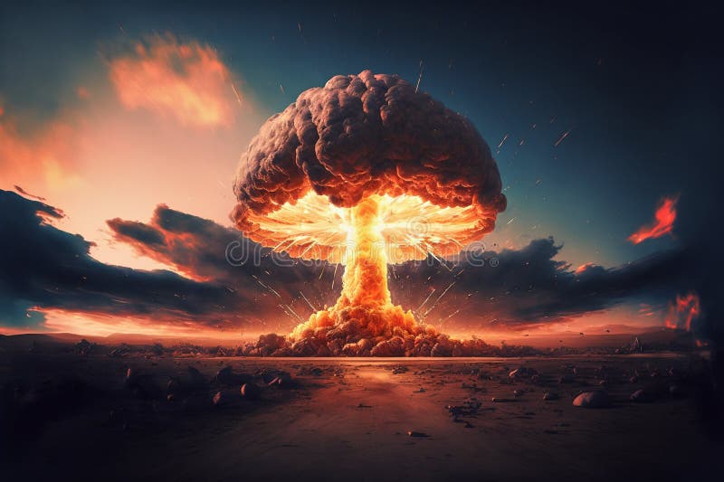 Nuclear Explosion in Desert Area Stock Illustration - Illustration of ...