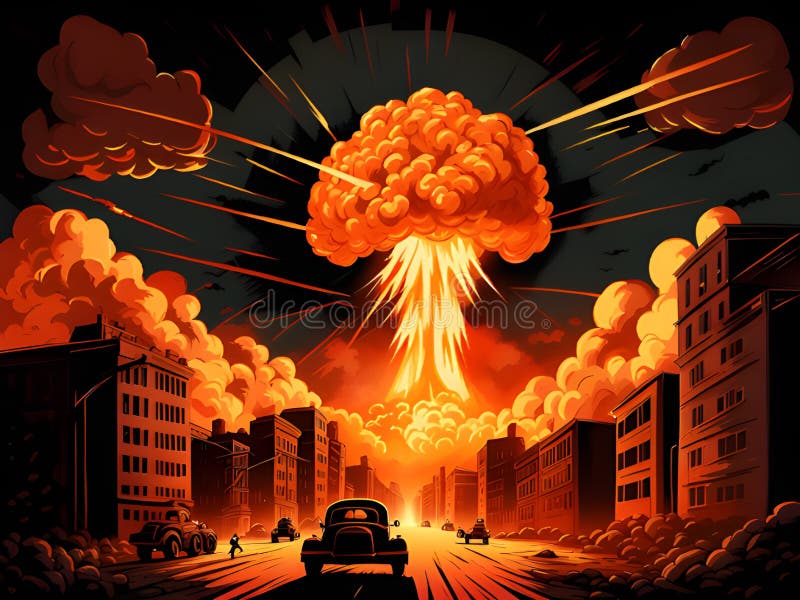 Explosion of a Nuclear Bomb Stock Illustration - Illustration of ...