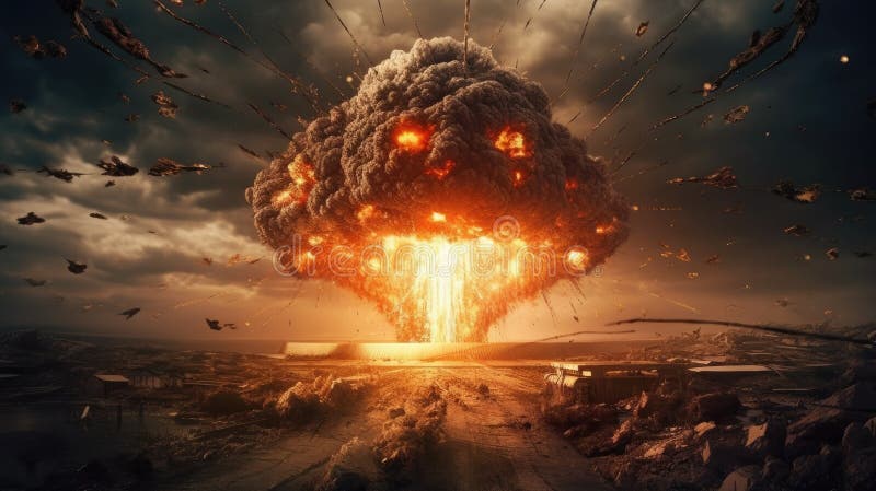 Nuclear Explosion on Earth View from Space. Generative AI. Stock ...