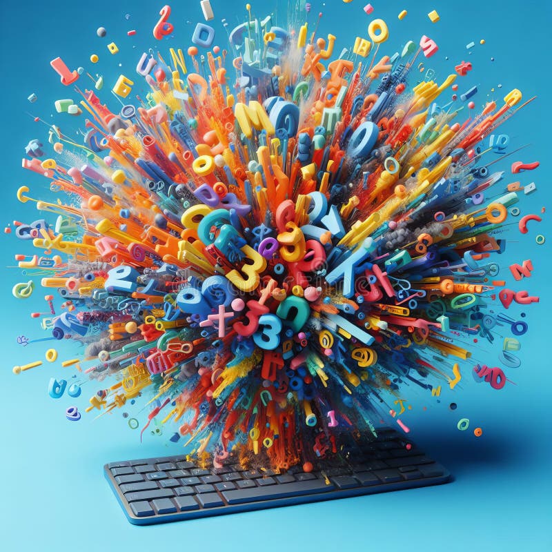 Explosion of Numbers from Computer Keyboard Stock Illustration ...