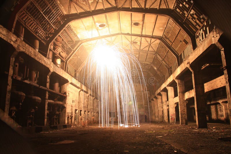 Explosion in the old hall stock photo. Image of cloud - 52737274