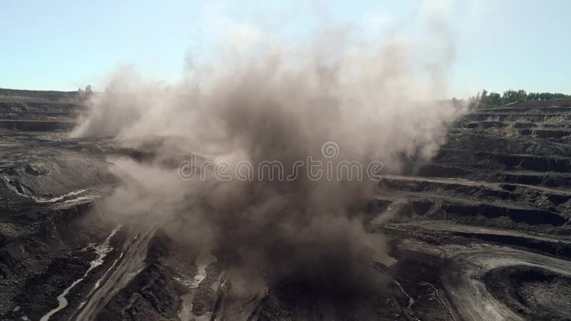Explosion at Open Mine. Detonation Rocks in Quarry Mining. Aerial ...