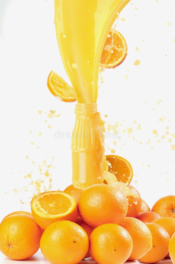 Explosion of Orange Juice with Orange Fruit Isolated on White ...