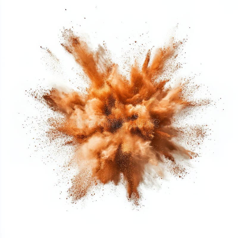 Explosion of Orange Powder Isolated on White Background. Vector ...