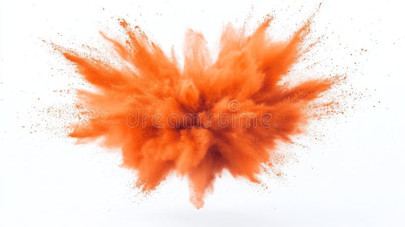 Explosion of Orange Powder on a White Background, Abstract Art Concept ...