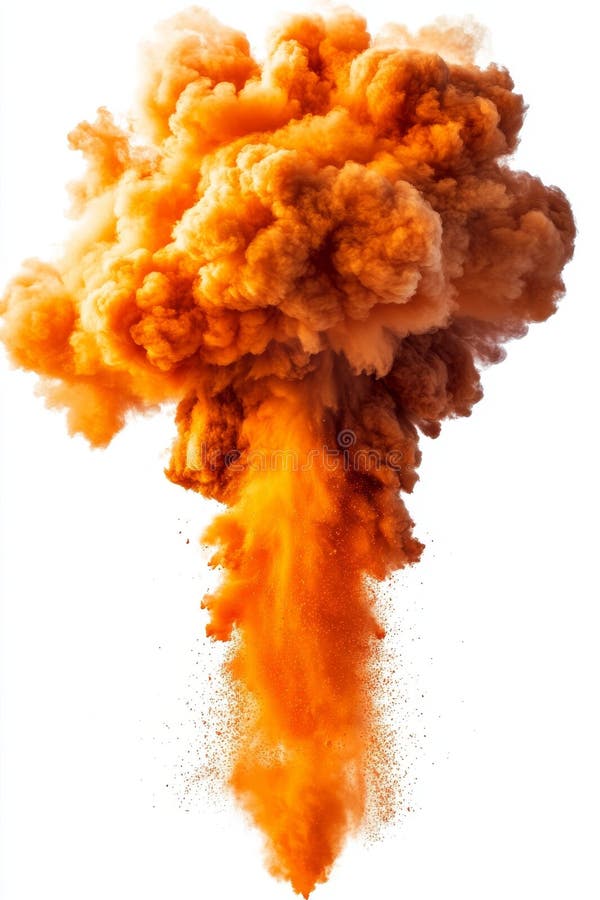 The Explosion of Orange Powder on a White Background Forms a Radial ...