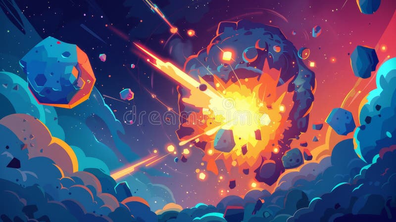 An Explosion in Outer Space, a Meteorite or Asteroid Exploding in Outer ...
