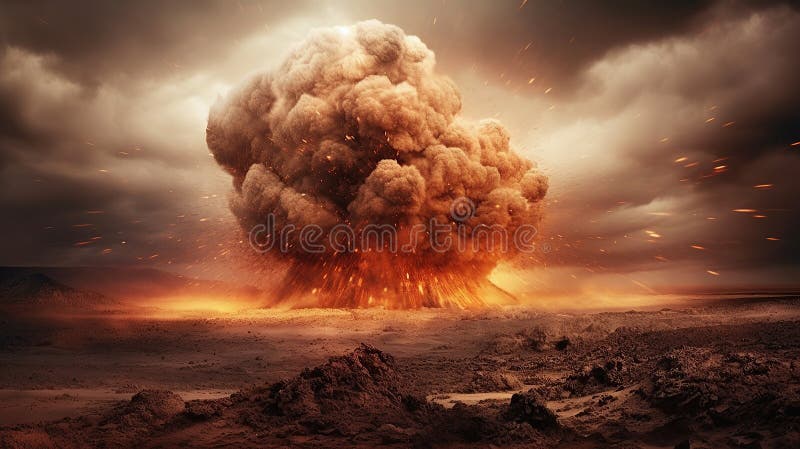 Explosion Over Mars, Smoke and Fire, Stock Illustration - Illustration ...