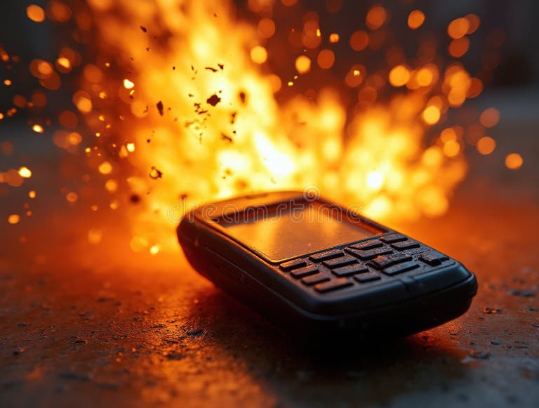 Explosion of Pager. Danger. Fire and Ignition of Plastic Stock ...