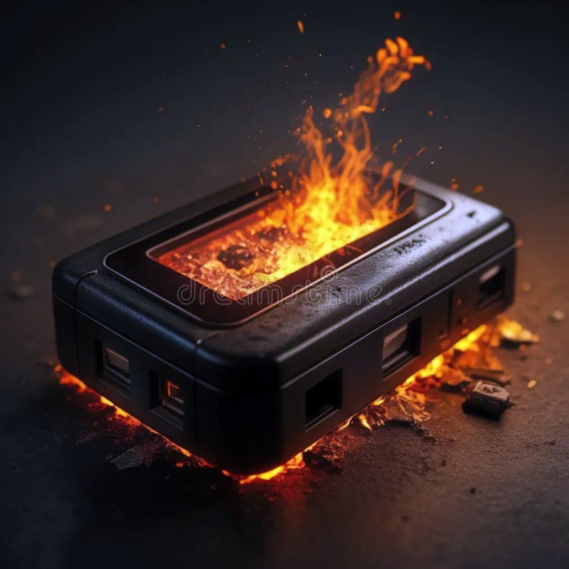 Explosion of Pager Filled with Explosives. Danger. Fire and Ignition of ...