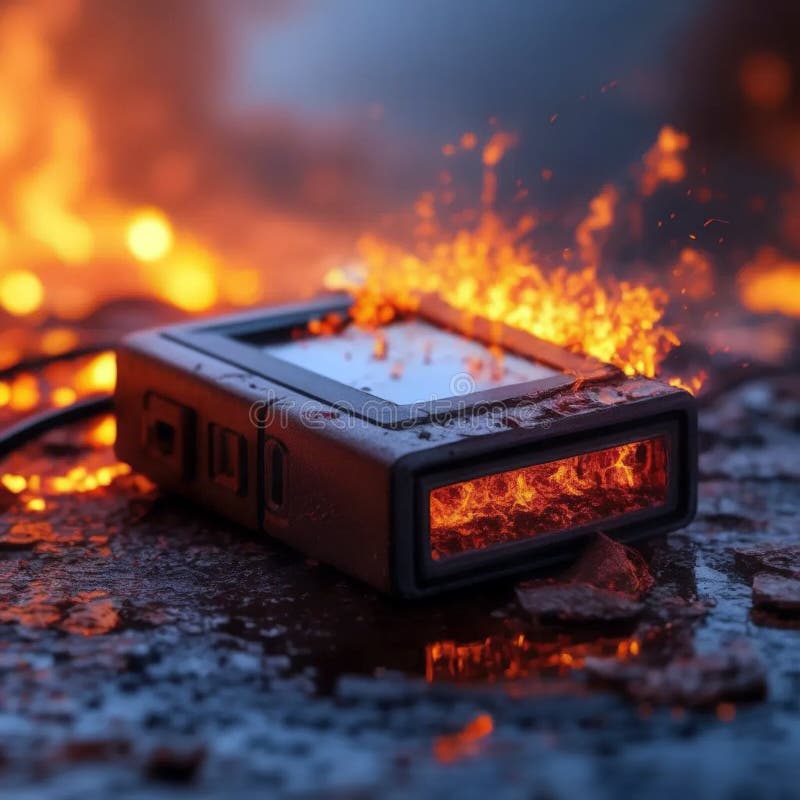 Explosion of Pager Filled with Explosives. Fire and Ignition of Plastic ...