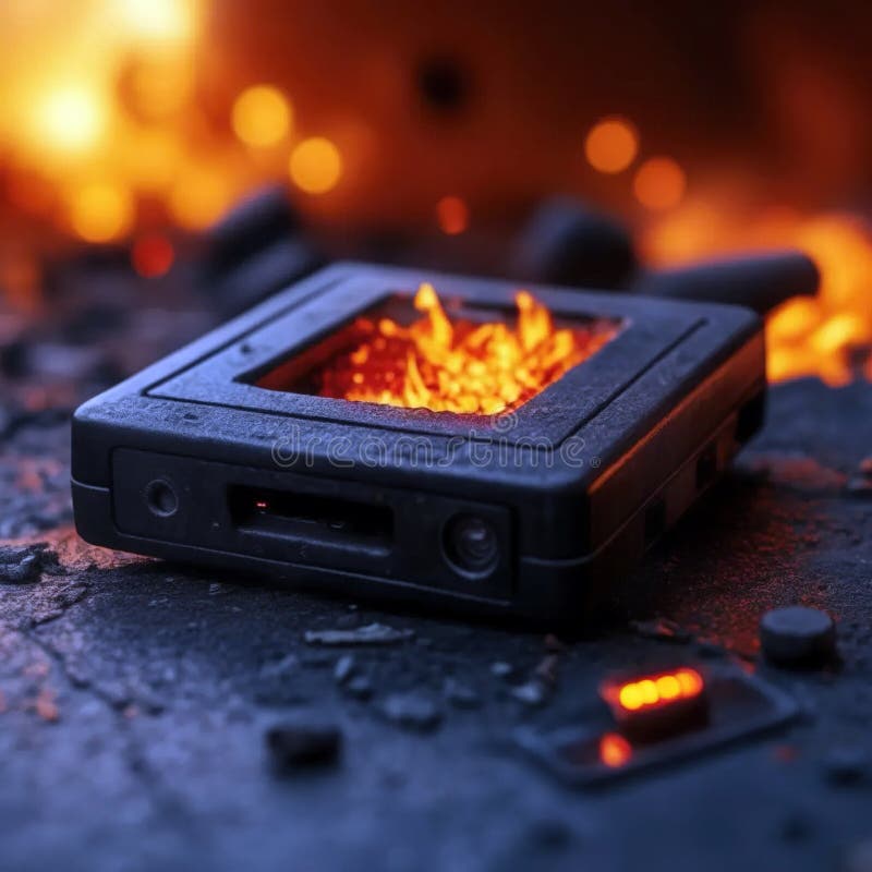 Explosion of Pager Filled with Explosives in Hand. Danger. Fire and ...