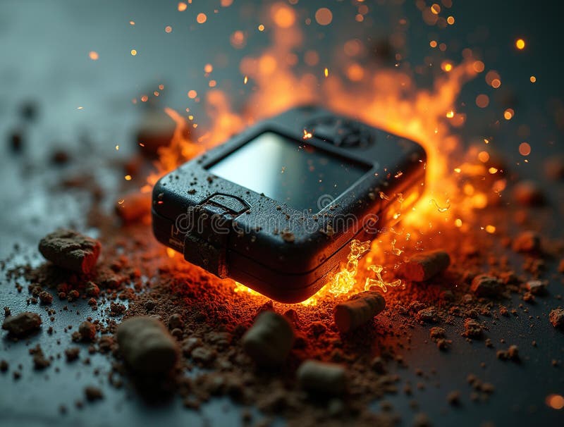 Explosion of Pager Stuffed with Explosives. Danger. Fire and Ignition ...