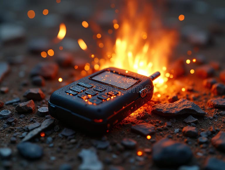 Explosion of Pager Stuffed with Explosives. Fire and Ignition of ...
