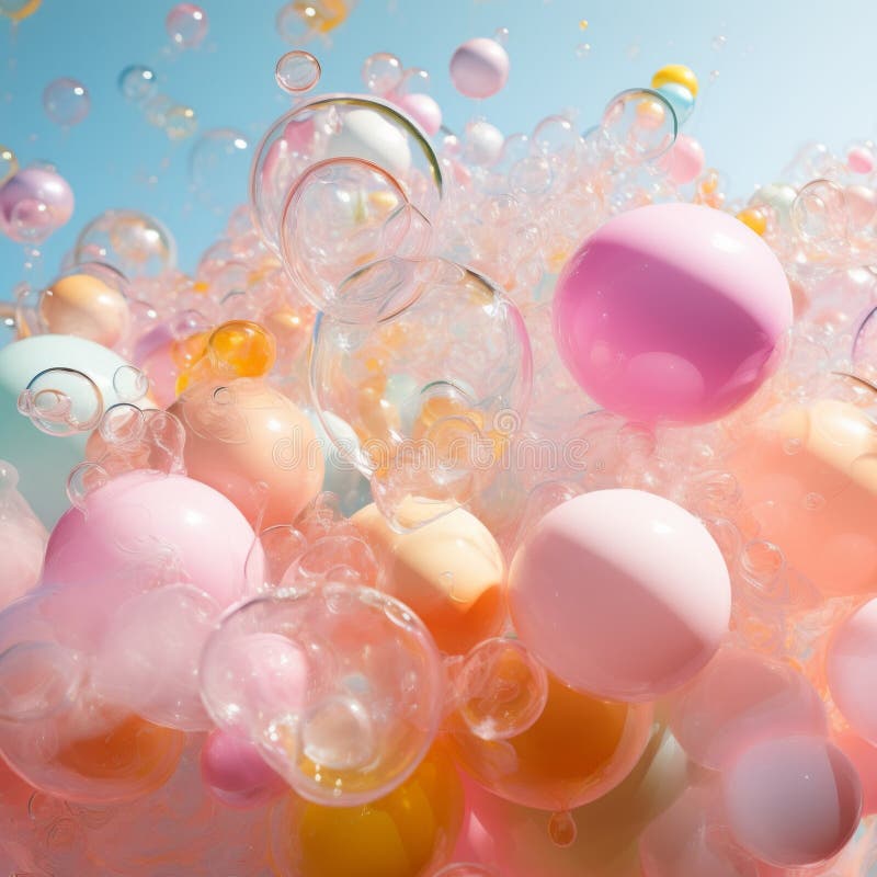Explosion of Pastel Colored Chewy Bubbles Stock Illustration ...