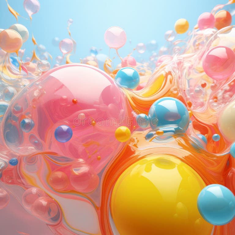 Explosion of Pastel Colored Chewy Bubbles Stock Illustration ...